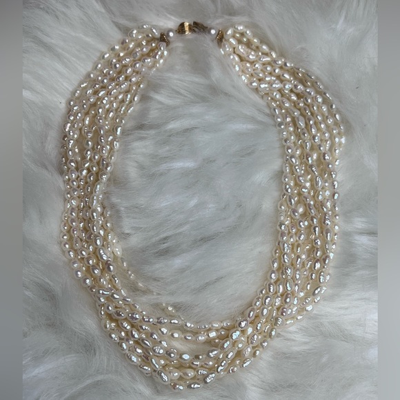 Jewelry | Vintage 14k Yellow Gold 1 Strand Genuine Freshwater Rice ...